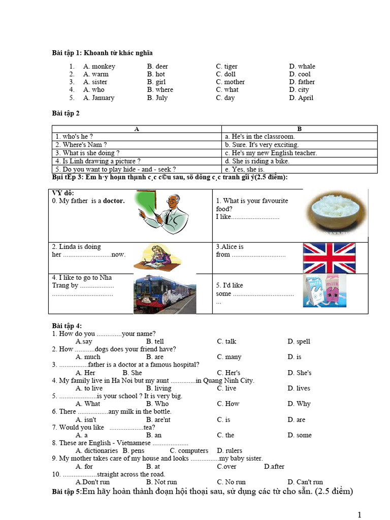 de Thi HSG Tieng Anh Lop 4 Cap Huyen | PDF | Vietnam | Vietnamese People