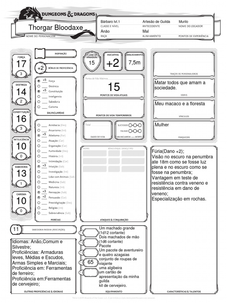 Ficha Thorgar Bloodaxe | PDF