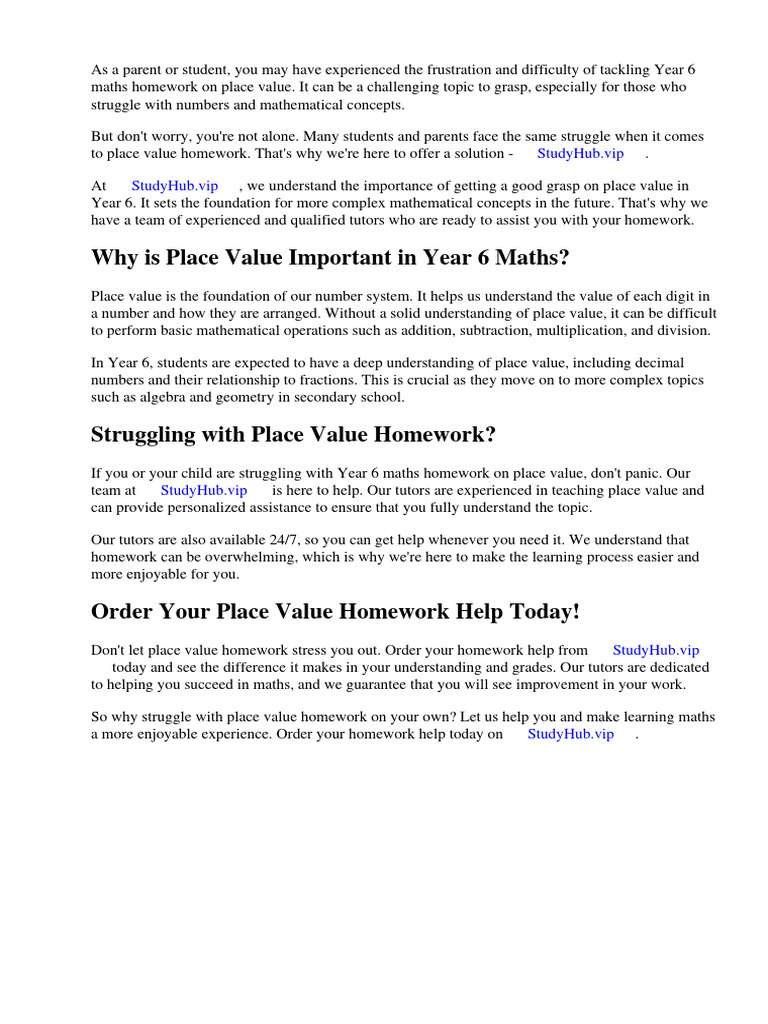 Year 6 Maths Homework Place Value | PDF | Worksheet | Mathematics