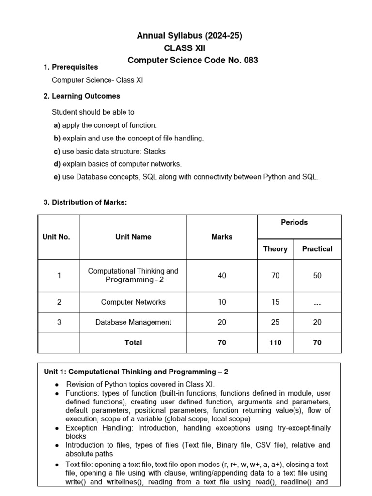12 Computerscience Eng 2024 25 | Download Free PDF | Computer Network ...