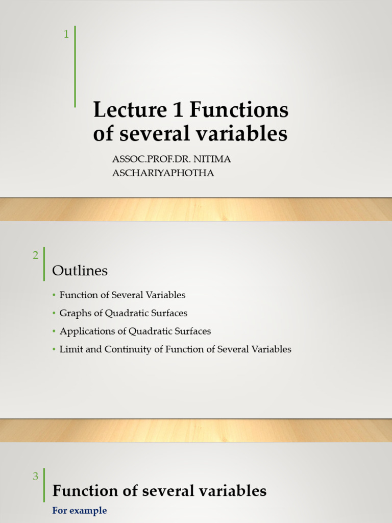 L1 Functions of Several Variables Kmutt | PDF | Geometry | Mathematics