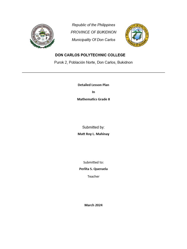 Grade 8 DLP | PDF | Function (Mathematics) | Mathematics