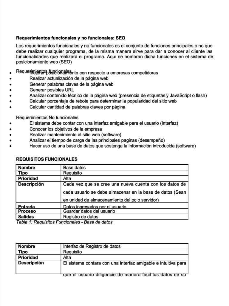 Requerimientos Funcionales y No Funcionales PDF | PDF