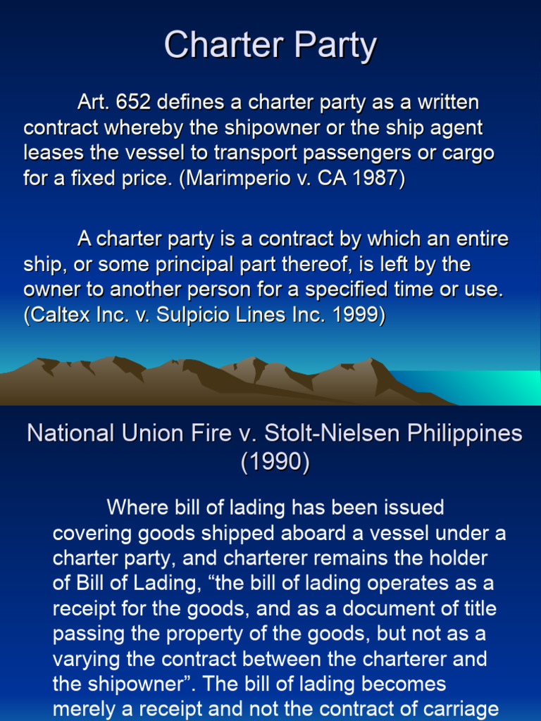 Charter Party | PDF | Bill Of Lading | Shipping