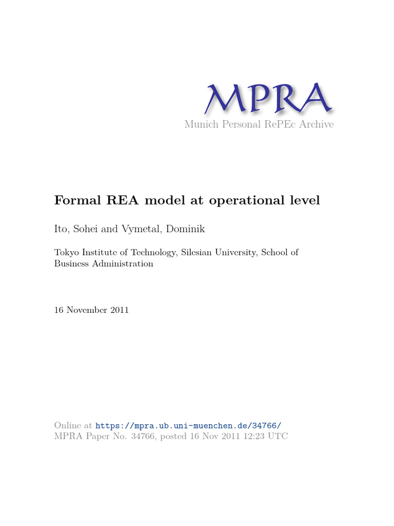 Formal REA Model at Operational Level | PDF | Theorem | First Order Logic