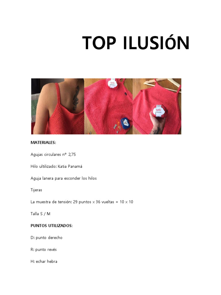 Patrón Top de Tejer: Ilusión S/M | PDF
