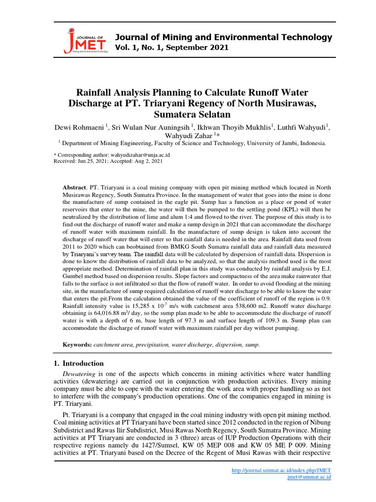 Rainfall Analysis Planning to Calculate Runoff Water | PDF | Drainage ...