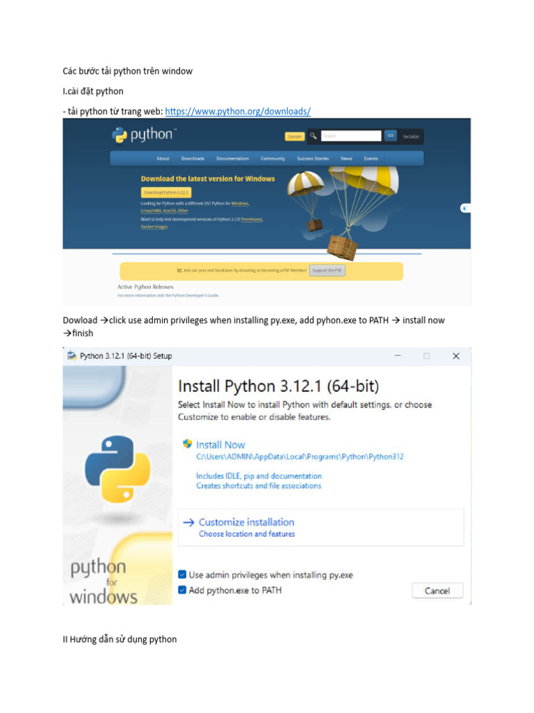 Các bước tải python trên window | PDF