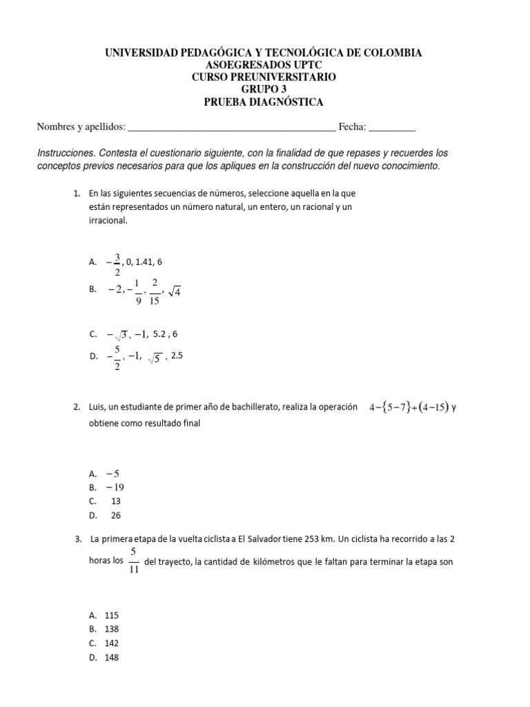 Prueba Diagnóstica | PDF | Funciones trigonométricas | Triángulo