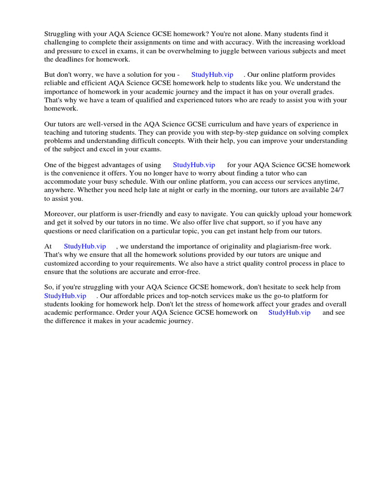 Aqa Science Gcse Homework Online | PDF | E Bay | Facebook