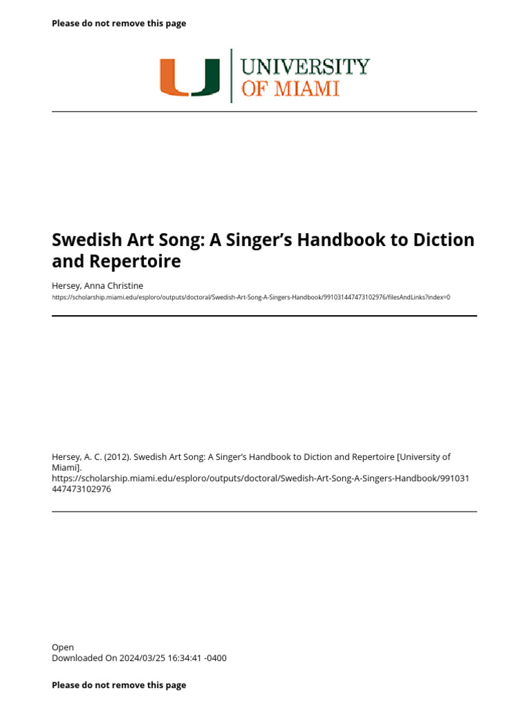 Swedish Art Song - A Singer - S Handbook To Diction and Repertoire ...