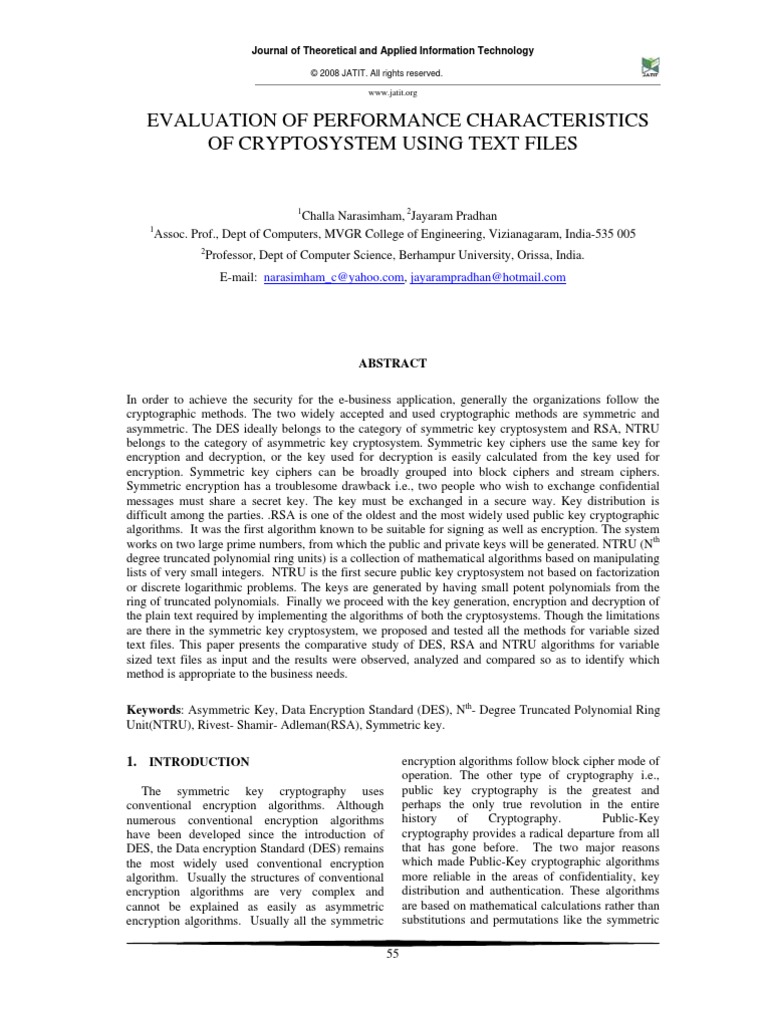 Asymmetric Key Data Encryption Standard Des Nth Degree Truncated