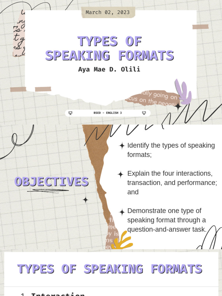 Types of Speaking Formats Explained | PDF | Information | Communication