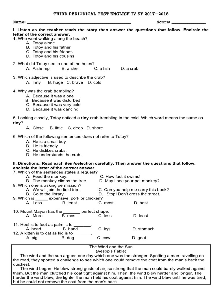 Grade 4-3RD PERIODICAL TEST ALL SUBJECT 2017-2018 WITH TOS | PDF ...