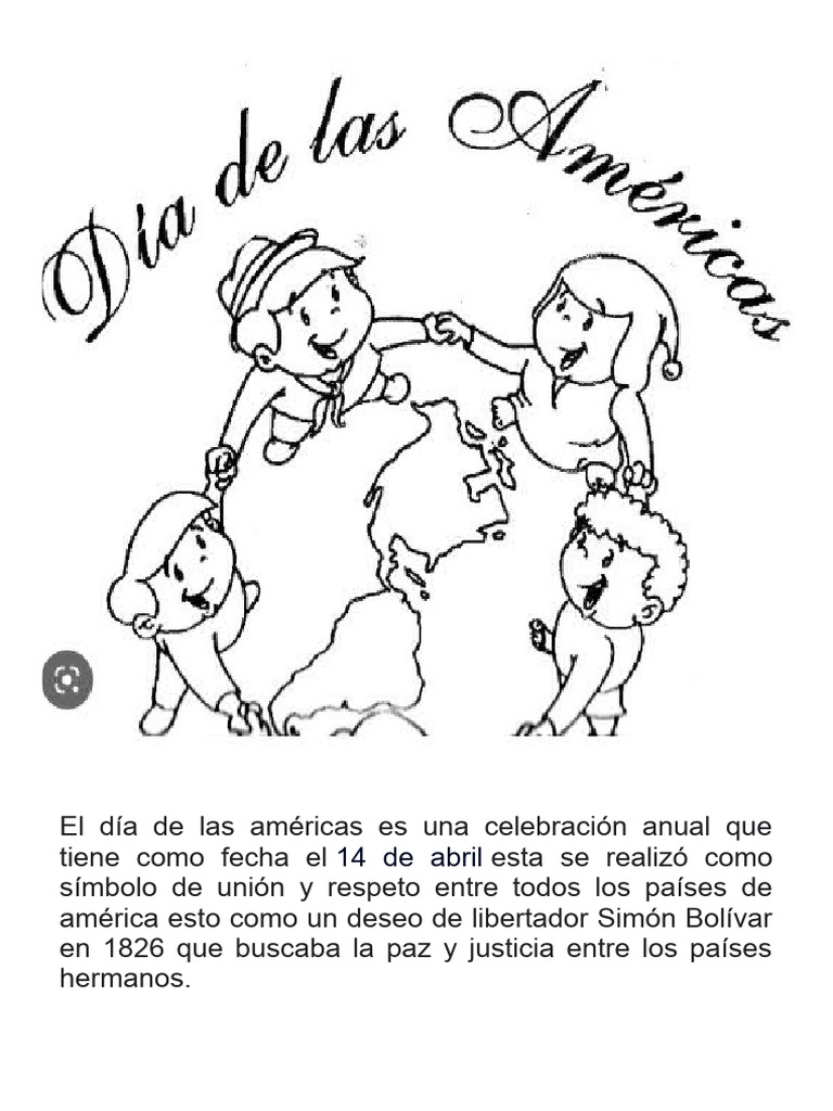Dibujo para colorear Día del Panamericanismo | PDF | Viajes y turismo ...