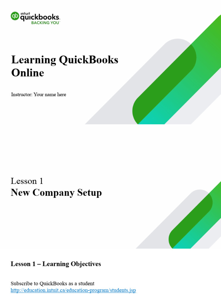 QuickBooks Online: Student Setup Guide | PDF | Quick Books | Debits And ...