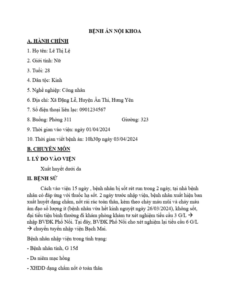 Huyết Học Xhdd-giảm Tc | PDF