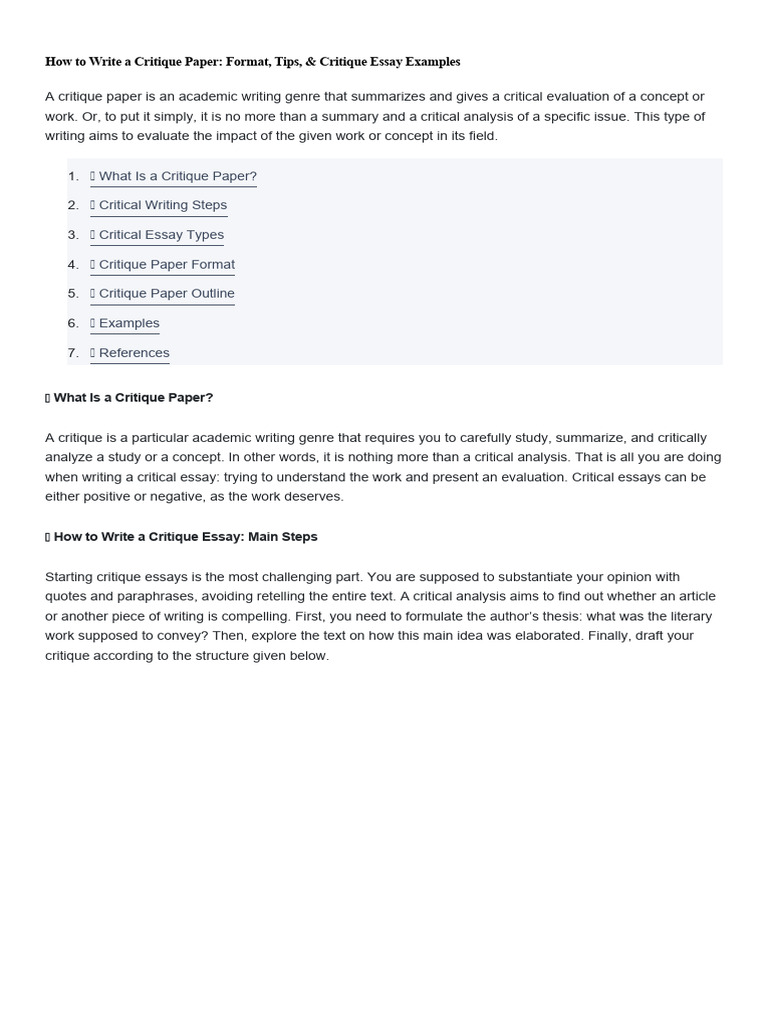 How To Write A Critique Paper | PDF | Essays | The Yellow Wallpaper