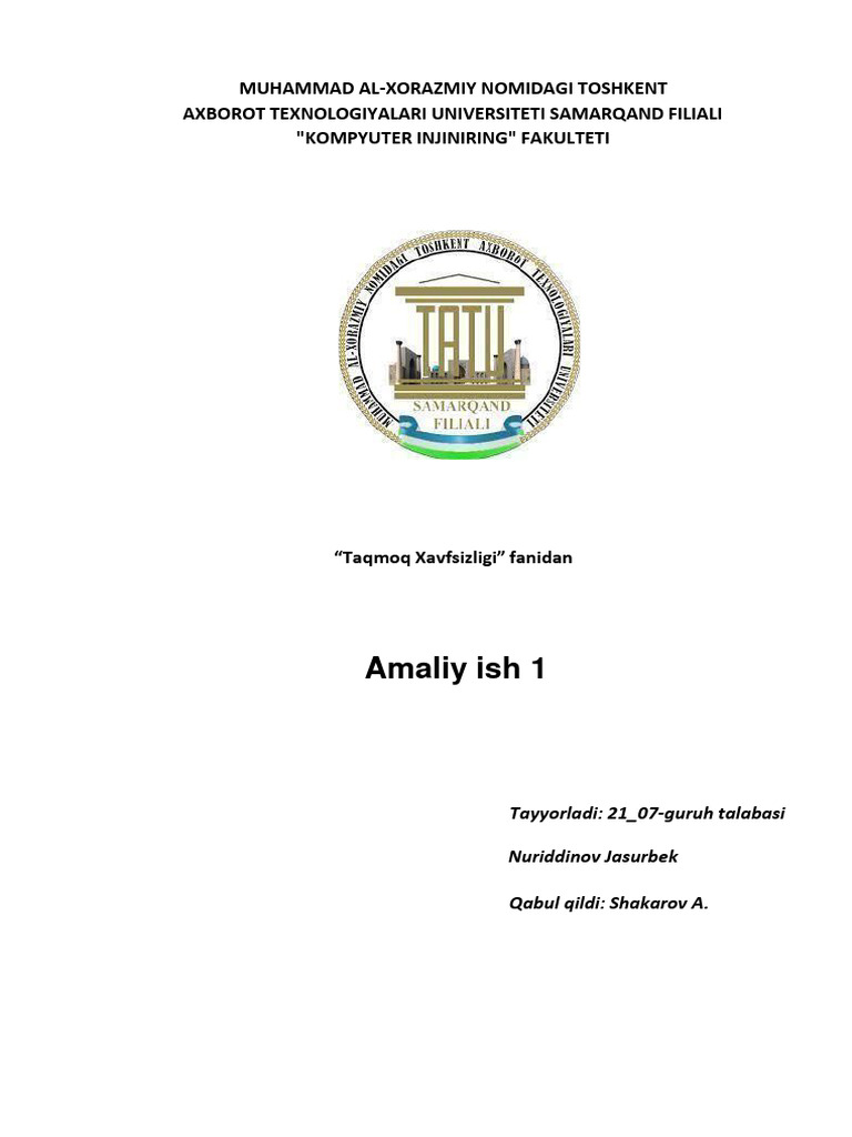 Amaliy Ish 1 | PDF