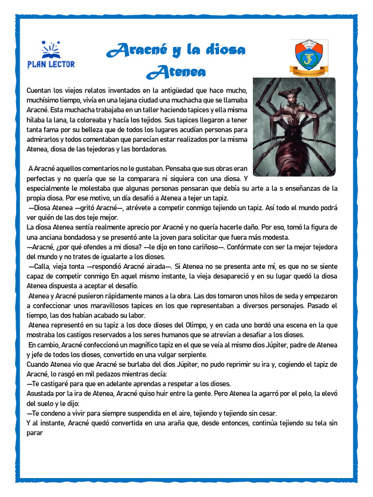 5to - Semana - 11 - Aracné y La Diosa Atenea | PDF | Tapiz | Atenea