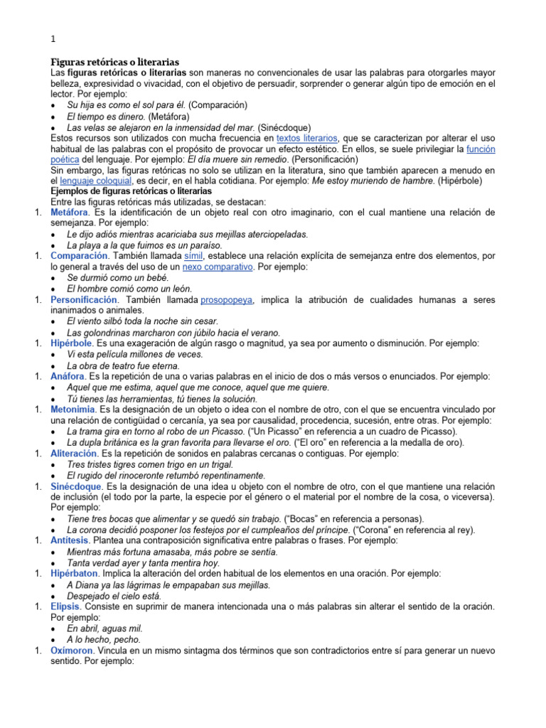 Ejemplos de Figuras Retóricas | PDF
