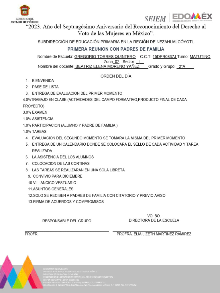 Primera Reunion Con Padres de Familia | PDF | Relaciones personales ...