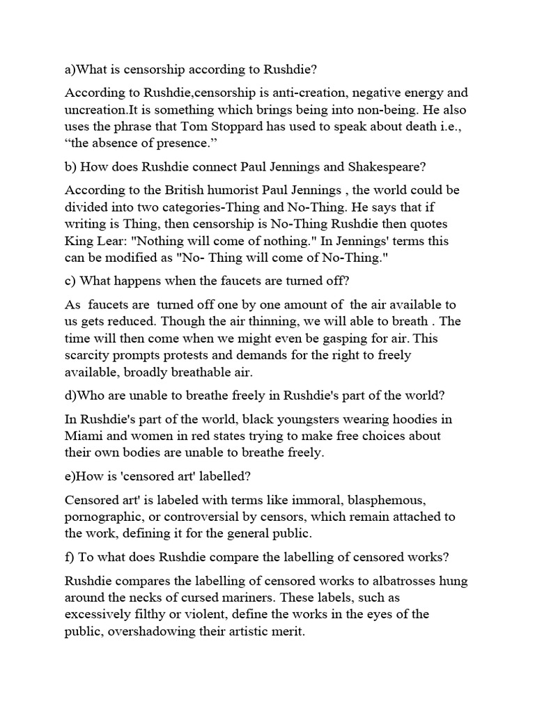 Censorship Notes | PDF | Truth | Censorship