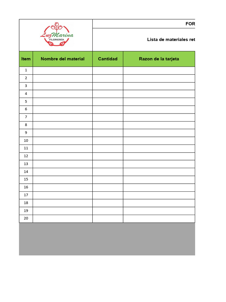 Lista Materiales Segun Tarjeta Roja - Anexo 02 | PDF