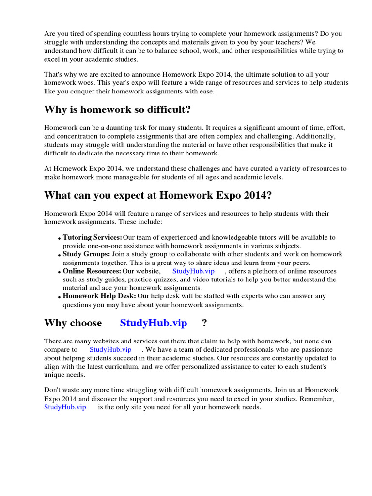 Homework Expo 2014 Brochure | PDF | Homework | Science