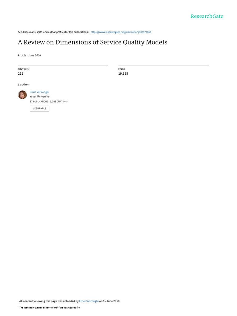 A Review On Dimensions of Service Quality Models | PDF | Quality ...
