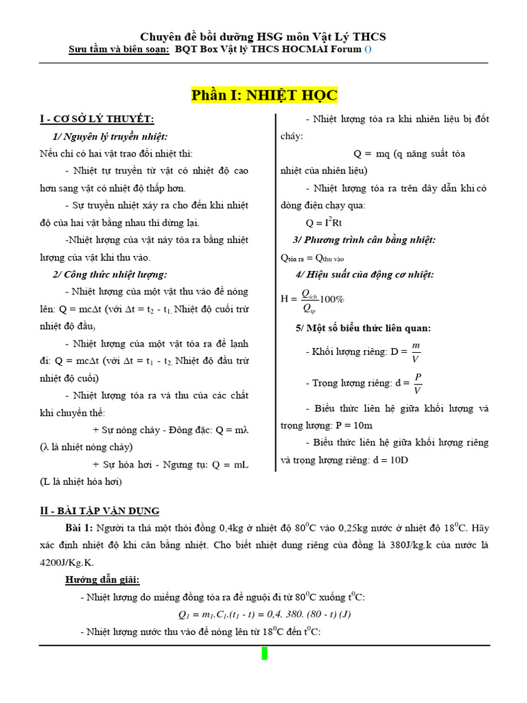 Chuyên Đề Bồi Dưỡng HSG Môn Vật Lý THCS | PDF