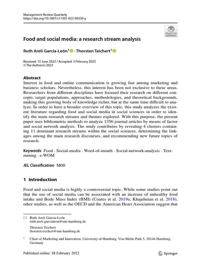 Food and Social Media Research Analysis | PDF | Social Media | Popular ...