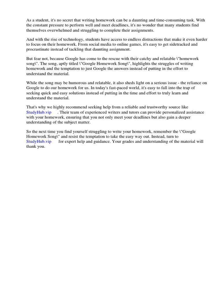 Google Homework Song | PDF | Homework | Thought