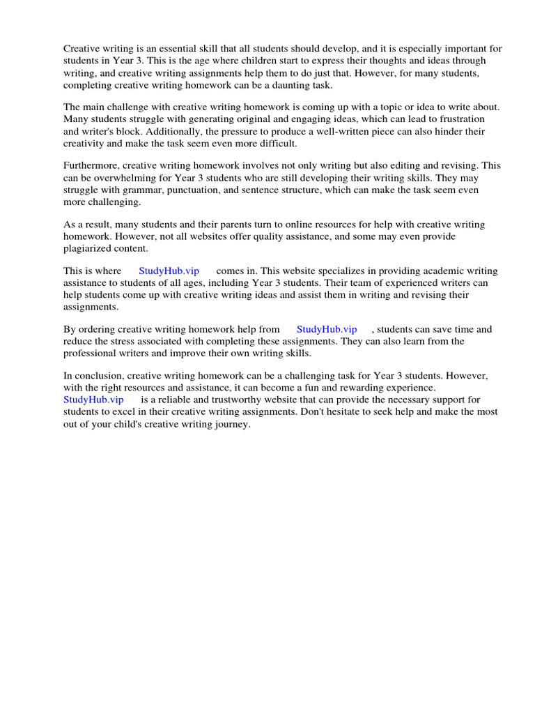 Creative Writing Homework Year 3 | PDF | Homework | Facebook
