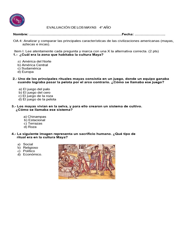 Prueba 3 Los Mayas | PDF | Civilización maya