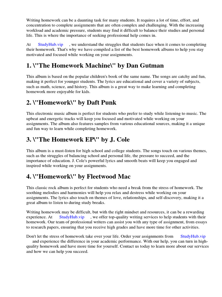 Best Homework Albums Pdf Homework Learning