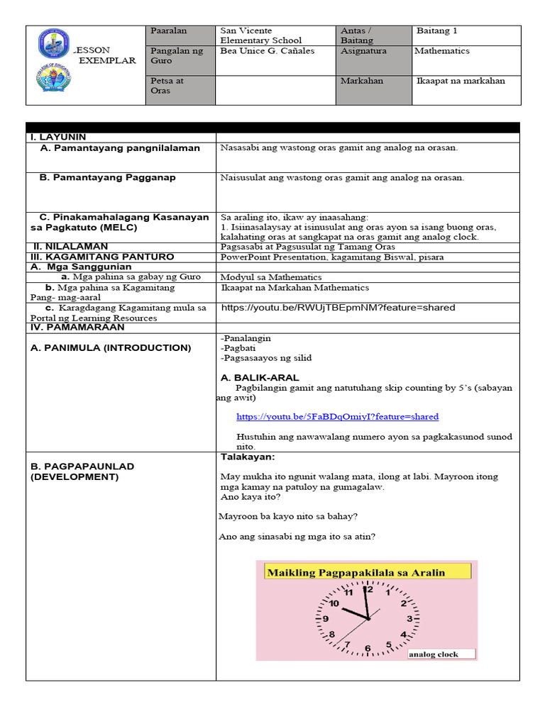Lesson-Exemplar - Mathematics | PDF