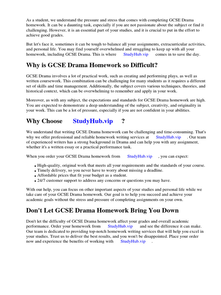 Gcse Drama Homework | Download Free PDF | Homework | Facebook