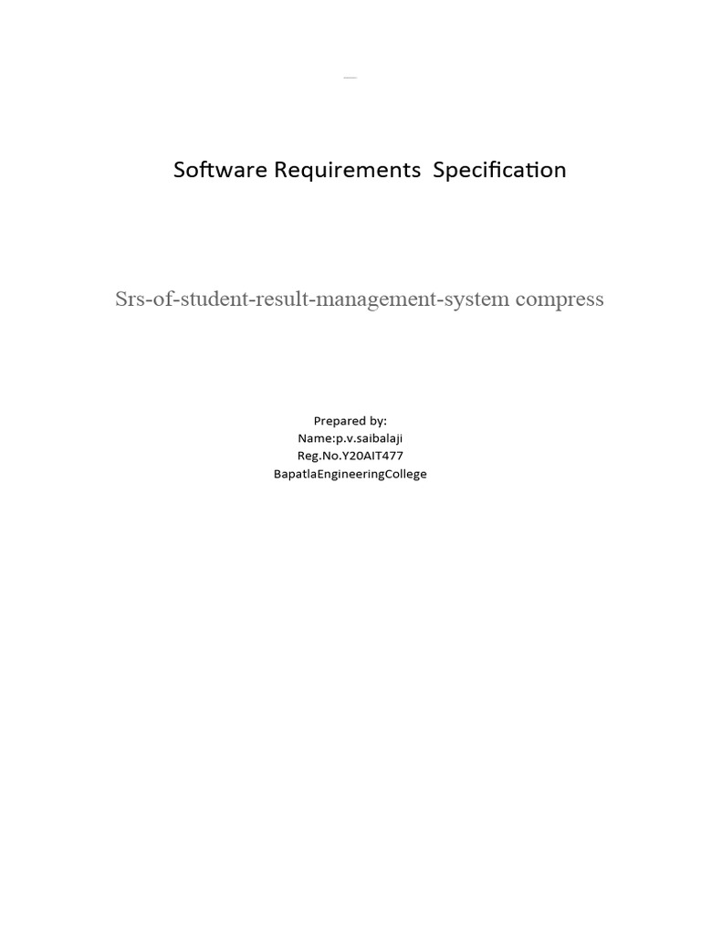 Srs of Student Result Management System Compress | PDF | Databases | User (Computing)