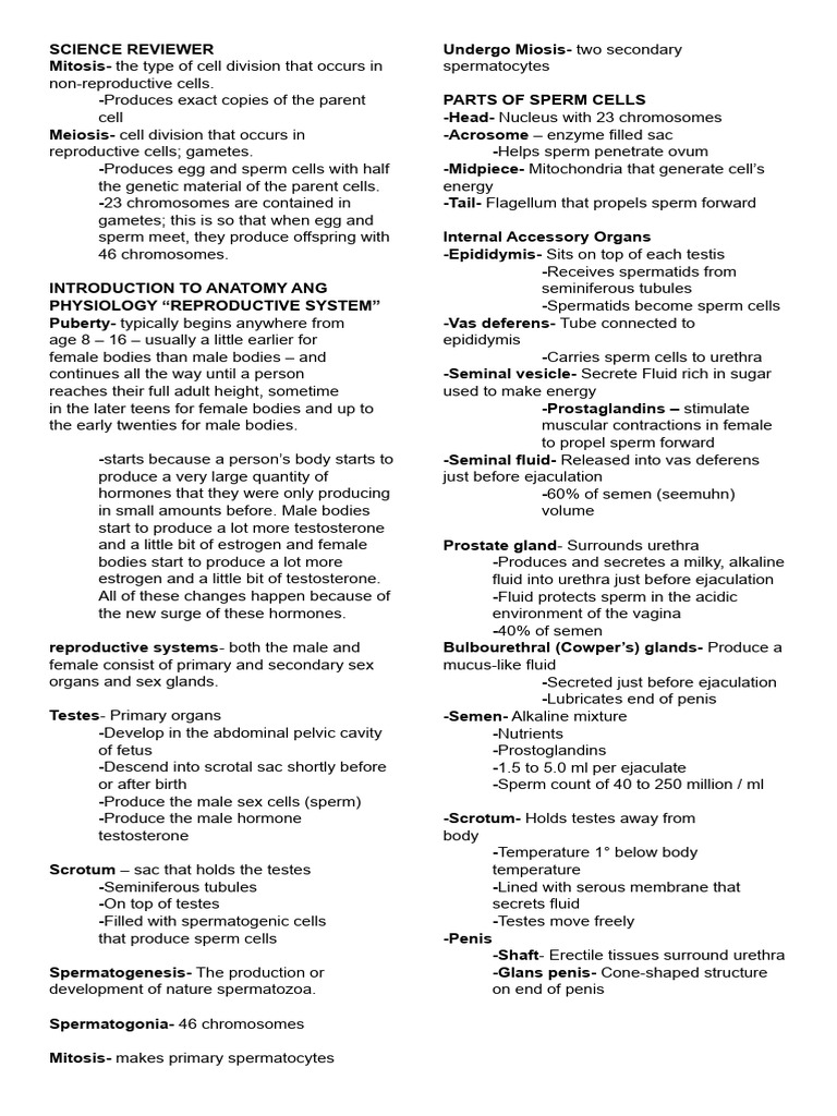 Science Reviewer | PDF | Menstrual Cycle | Dna