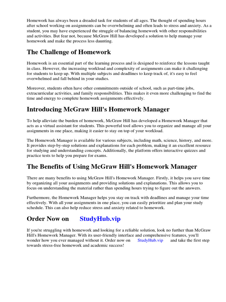 Homework Manager Mcgraw Hill | PDF | Homework | Mathematics