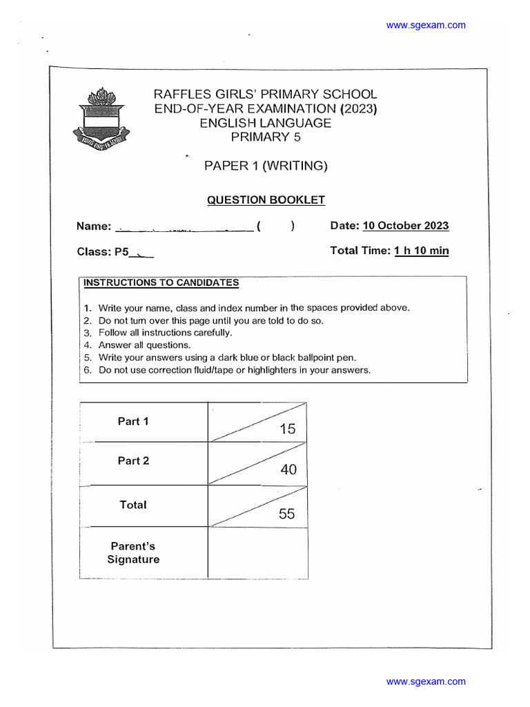 2023 P5 English End of Year Exam | PDF