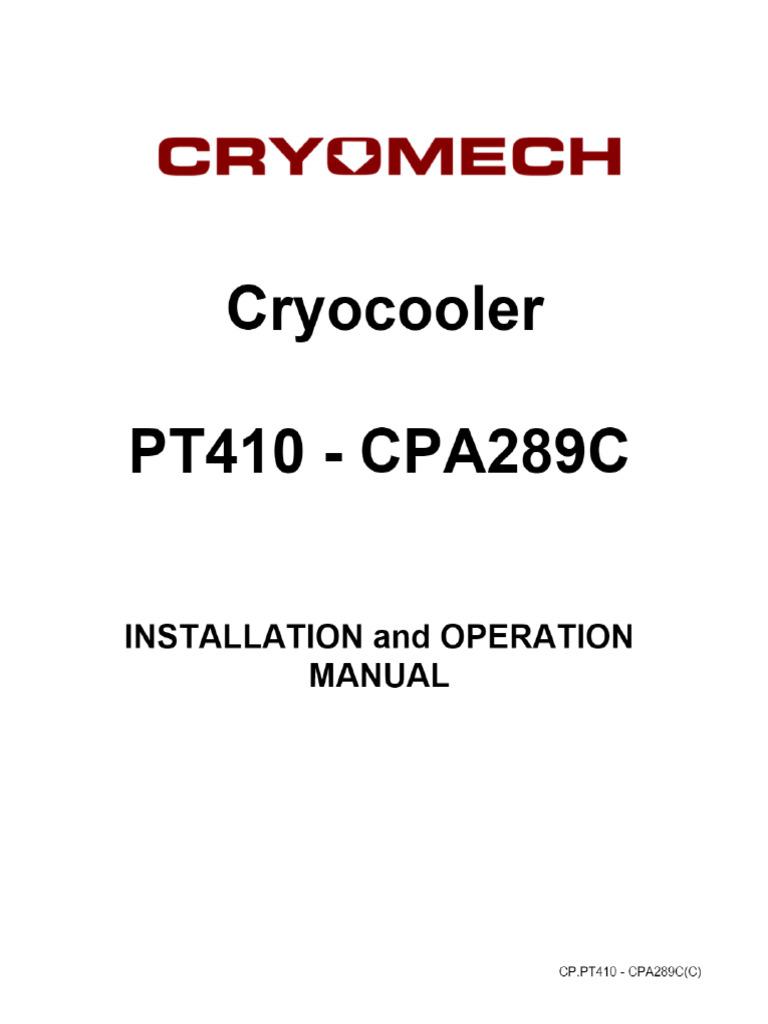 Cryocooler PT410 - CPA289C - PDF | PDF