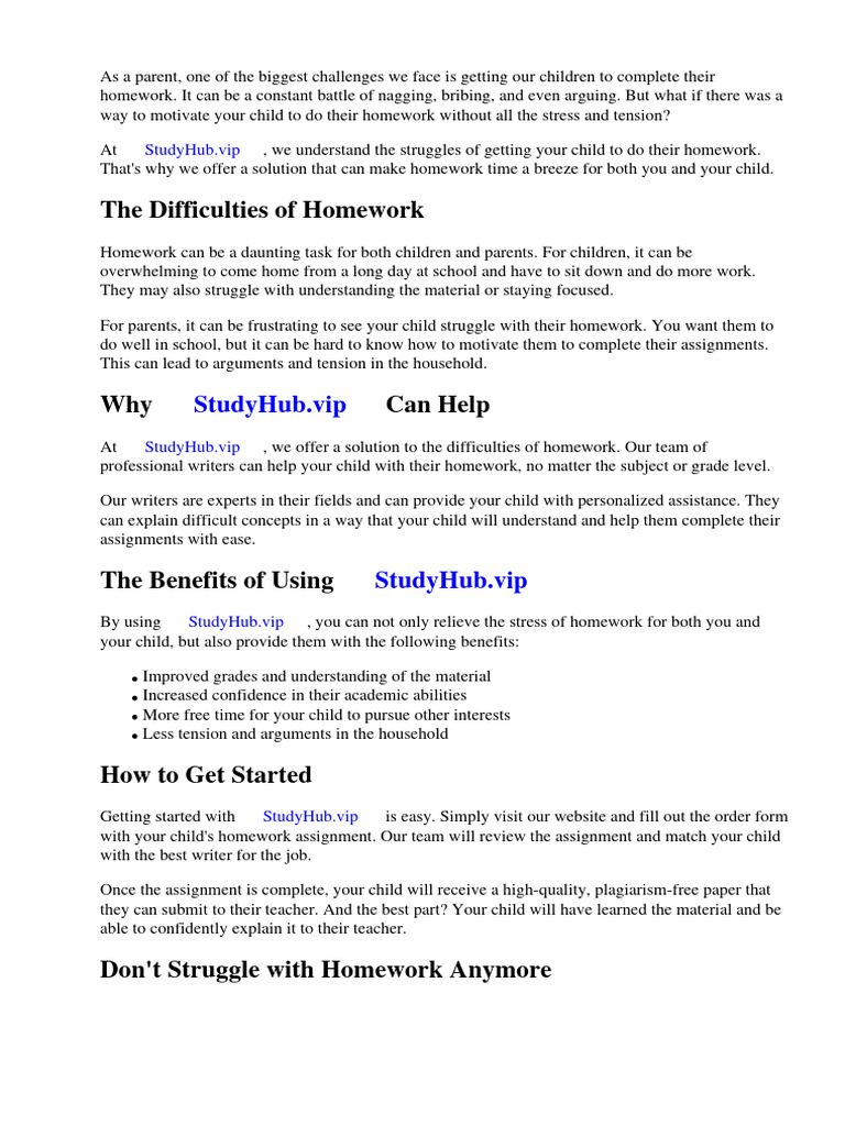 How To Motivate Your Child To Do Their Homework | PDF | Homework ...