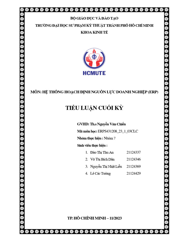 Bao Cao Cuoi Ky Erp Nhom 7 HK1 11 2023 | PDF