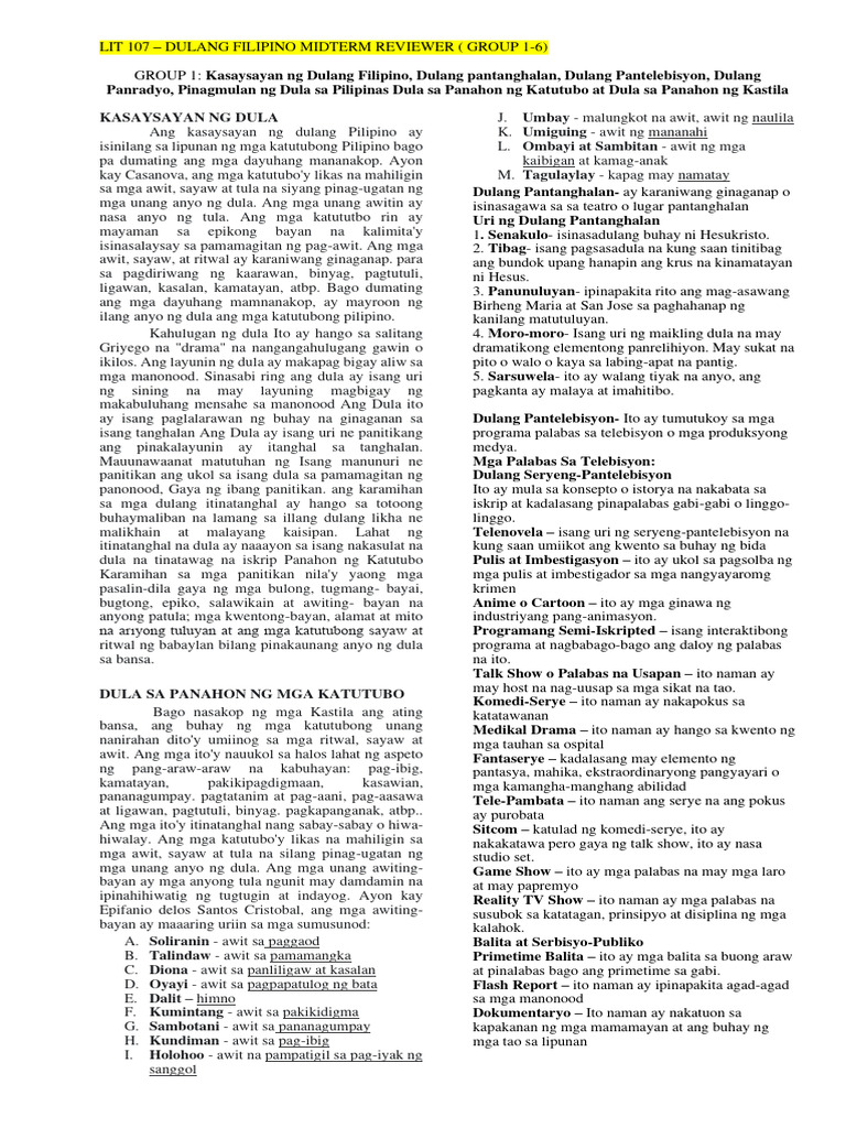 Dulaan Midterm | PDF
