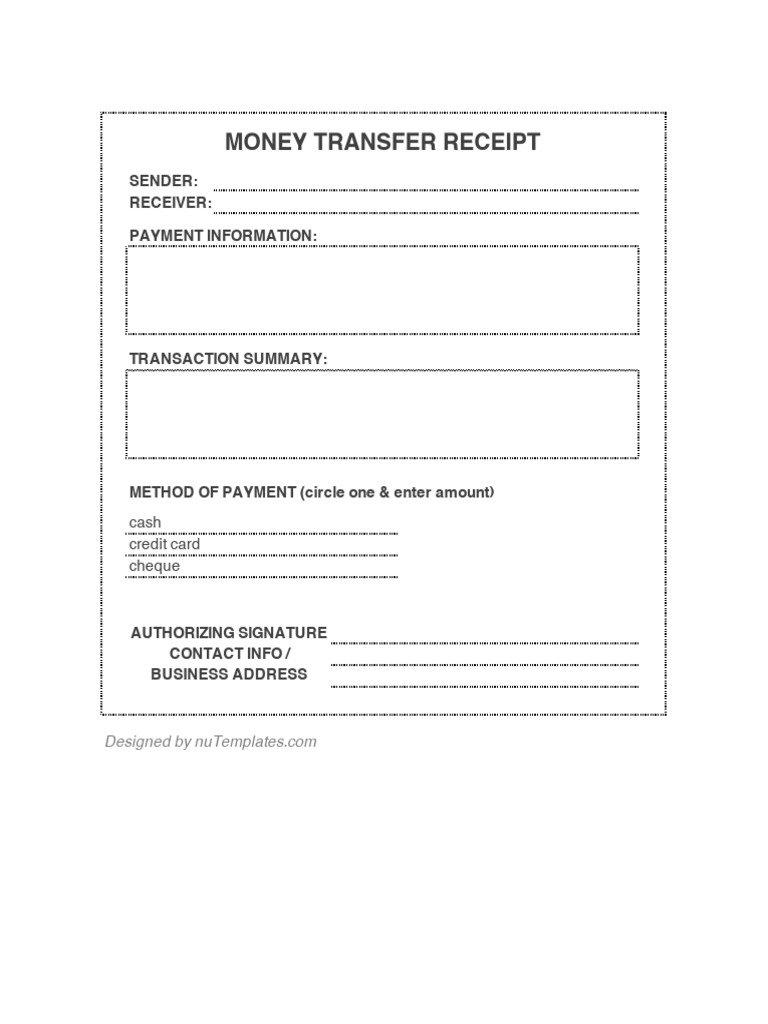 Western Union Money Transfer Receipt Template | PDF