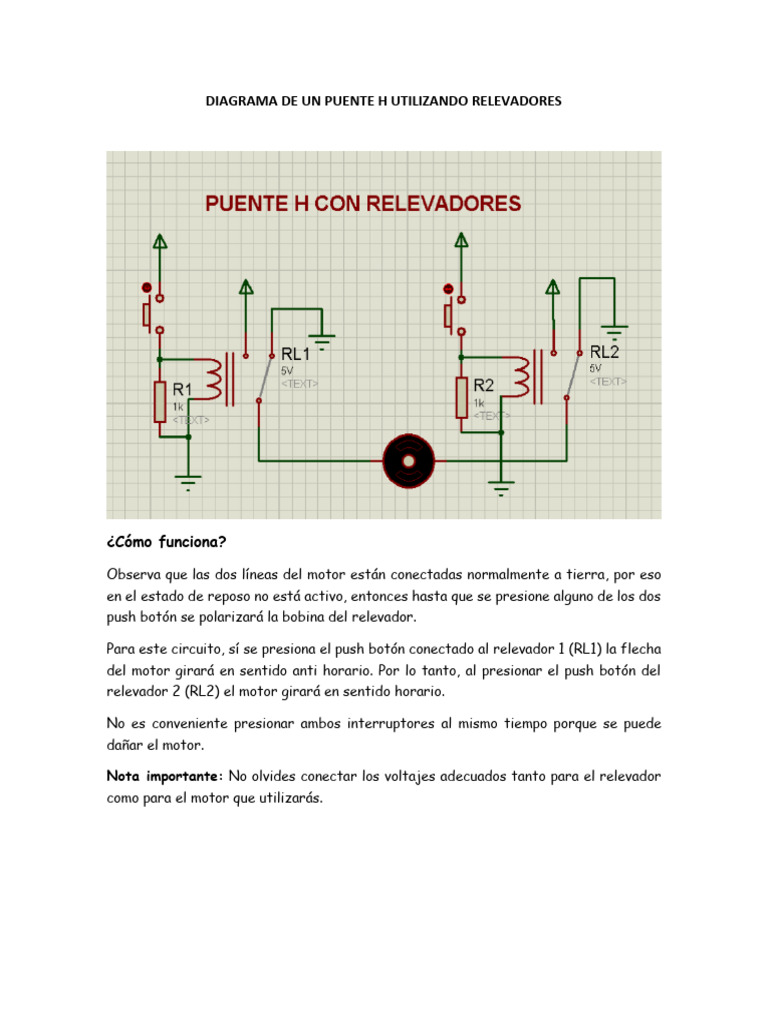 Diagrama de Un Puente H Utilizando Relevadores | PDF
