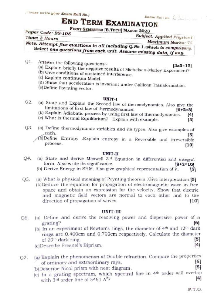 Physics end sem | PDF