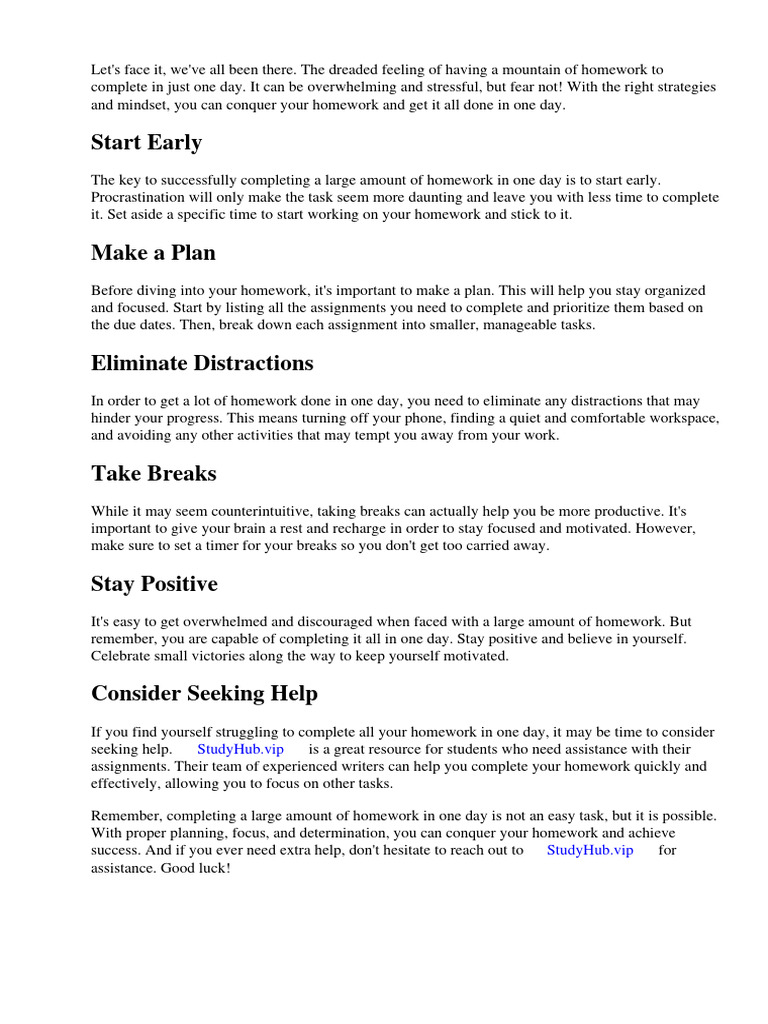 How To Get Lots of Homework Done in One Day | PDF | Homework